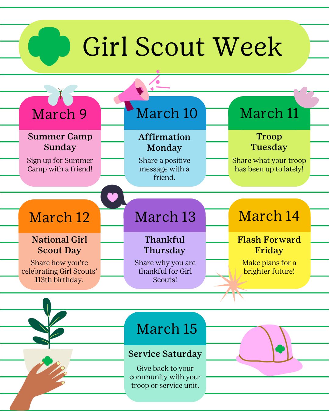 Girl Scout Week Calendar - 1